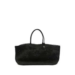 VIVIENNE WESTWOOD Raffia Tote Bag With Orb Plaque - Black