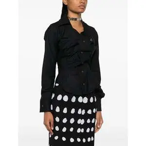 VIVIENNE WESTWOOD Cotton Ruched Bodice Asymmetric Design Shirt - Black