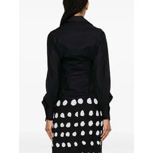 VIVIENNE WESTWOOD Cotton Ruched Bodice Asymmetric Design Shirt - Black