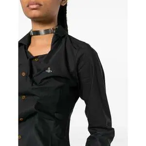 VIVIENNE WESTWOOD Cotton Ruched Bodice Asymmetric Design Shirt - Black