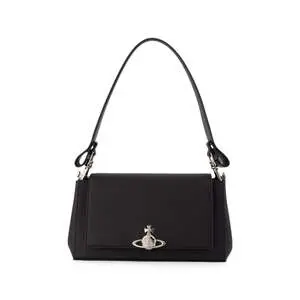 VIVIENNE WESTWOOD Calf Leather Tote Bag With Silver-tone Orb Plaque - Black