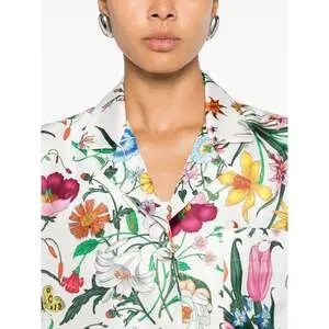 Gucci Flora Print Silk Shirt - White