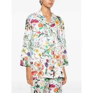 Gucci Flora Print Silk Shirt - White