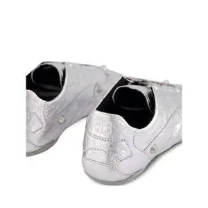 Balenciaga Metallic Effect Studded Lace-up Trainers - Silver