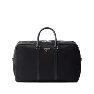 Prada Calf Leather Trimmed Nylon Duffle Bag - Black