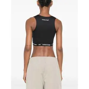 Balenciaga Cropped Logo Racerback Sports Bra