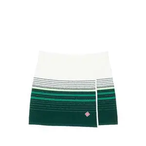 Casablanca Striped Terry Cloth Asymmetric Wrap Skirt - Green