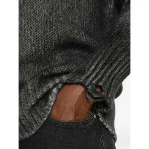 Avant Toi Grey Cashmere Crew Neck Distressed Sweater - Gray