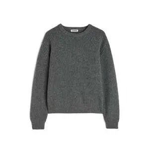 JIL SANDER Rib Knit Crew Neck Sweater - Gray