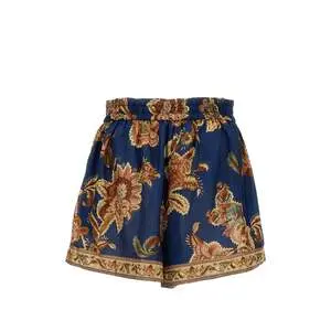Zimmermann Floral Print Silk Shorts - Blue