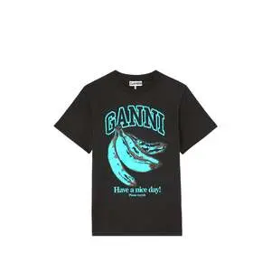 GANNI Graphic Print T-shirt - Gray