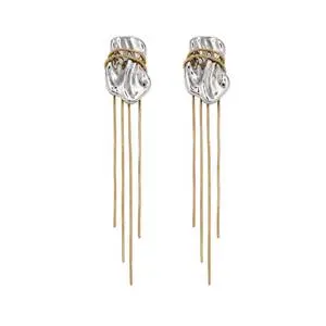 UCHI & SOTO Gold / Silver Nami Mixed Metals Chain Tassel Earrings - Gold/silver