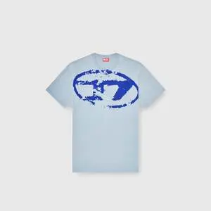 DIESEL® T-shirt With Distressed Flocked Logo - Blue