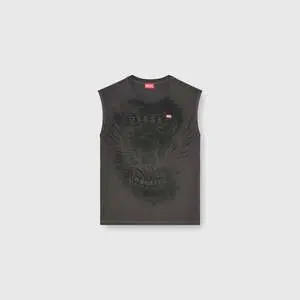 DIESEL® Sleeveless Top In Cotton With Tonal Graphic - Grey