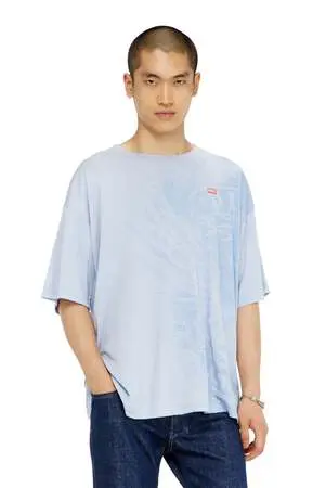 DIESEL® Relaxed T-shirt With Pigment Prints Blue