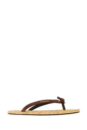 Saint Laurent Leather Jota Thong Slippers