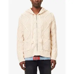 FOUND Zip-up Cable-knit Cotton-blend Hoody