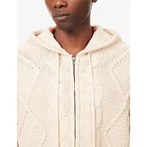 FOUND Zip-up Cable-knit Cotton-blend Hoody