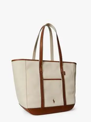 Polo Ralph Lauren Canvas Tote Bag With Embroidered Logo - Brown