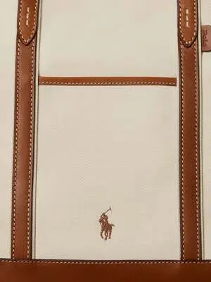 Polo Ralph Lauren Canvas Tote Bag With Embroidered Logo - Brown