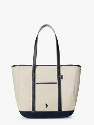 Polo Ralph Lauren Canvas Shopping Bag With Embroidered Logo - Blue