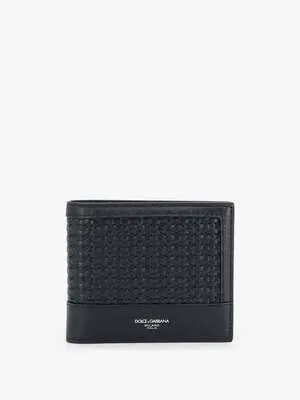 Dolce & Gabbana Leather Wallet With Woven Pattern - Black