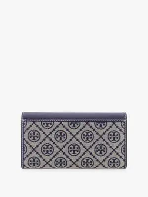 Tory Burch T Monogram Envelope Leather And T Monogram Fabric Wallet