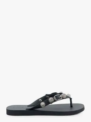 Balenciaga Cagole Flipflops With Iconic Metal Details - Black