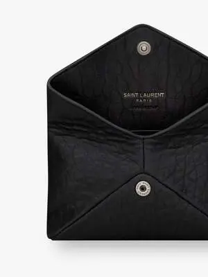 Saint Laurent Leather Envelope Card Holder With Metal Cassandre Logo