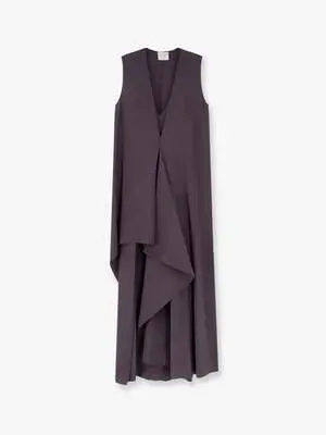 ALYSI Sleeveless V-neck Asymmetrical Maxi Dress - Grey