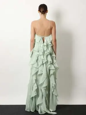 ACTUALEE Sleeveless Ruffled Maxi Dress