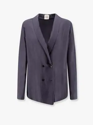 ALYSI Doublebreasted Silk Blazer - Grey