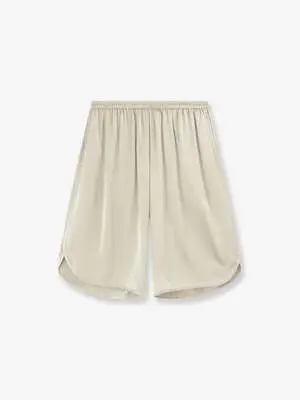 THE FRANKIE SHOP Nelis Satin Bermuda Shorts - Beige