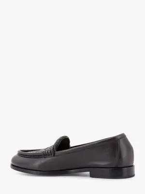 Bottega Veneta Silenzio Leather Loafers With Intrecciato Motif - Brown