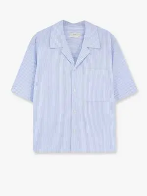 DUNST Cotton Blend Shirt With Striped Pattern - Blue