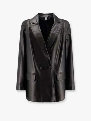DFOUR Leather Double-breasted Blazer