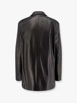 DFOUR Leather Double-breasted Blazer