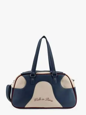 WALK IN PARIS Leather Duffle Bag With Embroidered Logo