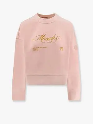 Moncler Cotton Sweatshirt With Logo Patch - Pink