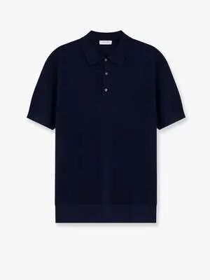 BRAMANI CASHMERE Cotton And Silk Blend Polo - Blue