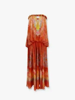 Zimmermann Luna Twist Bandeau Gown Silk Dress - Orange