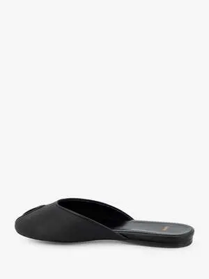 JUDE Date Flat Leather Mules - Black