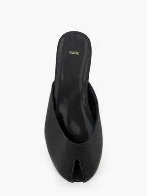 JUDE Date Flat Leather Mules - Black