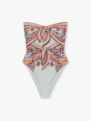 Zimmermann Aster Onepiece Shiny Nylon Swimsuit With Paisley Print - Multicolor