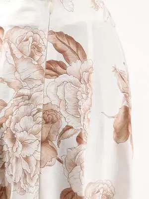 LAVI Debby Cotton High-waisted Floral Print Flared Trousers Made In Italy
