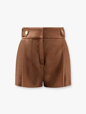 Elisabetta Franchi Daily Linen And Viscose Shorts - Brown