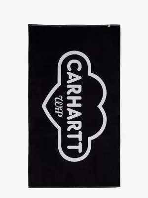 Carhartt Work In Progress Cotton Beach Towel With Logo Print - Black