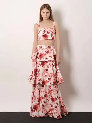 ACTUALEE Flounced Long Skirt