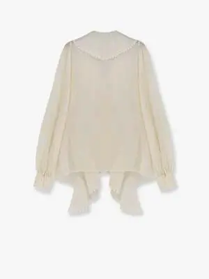 ACTUALEE Shirt With Ruffles And Embroidered Trim - Beige