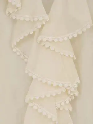 ACTUALEE Shirt With Ruffles And Embroidered Trim - Beige